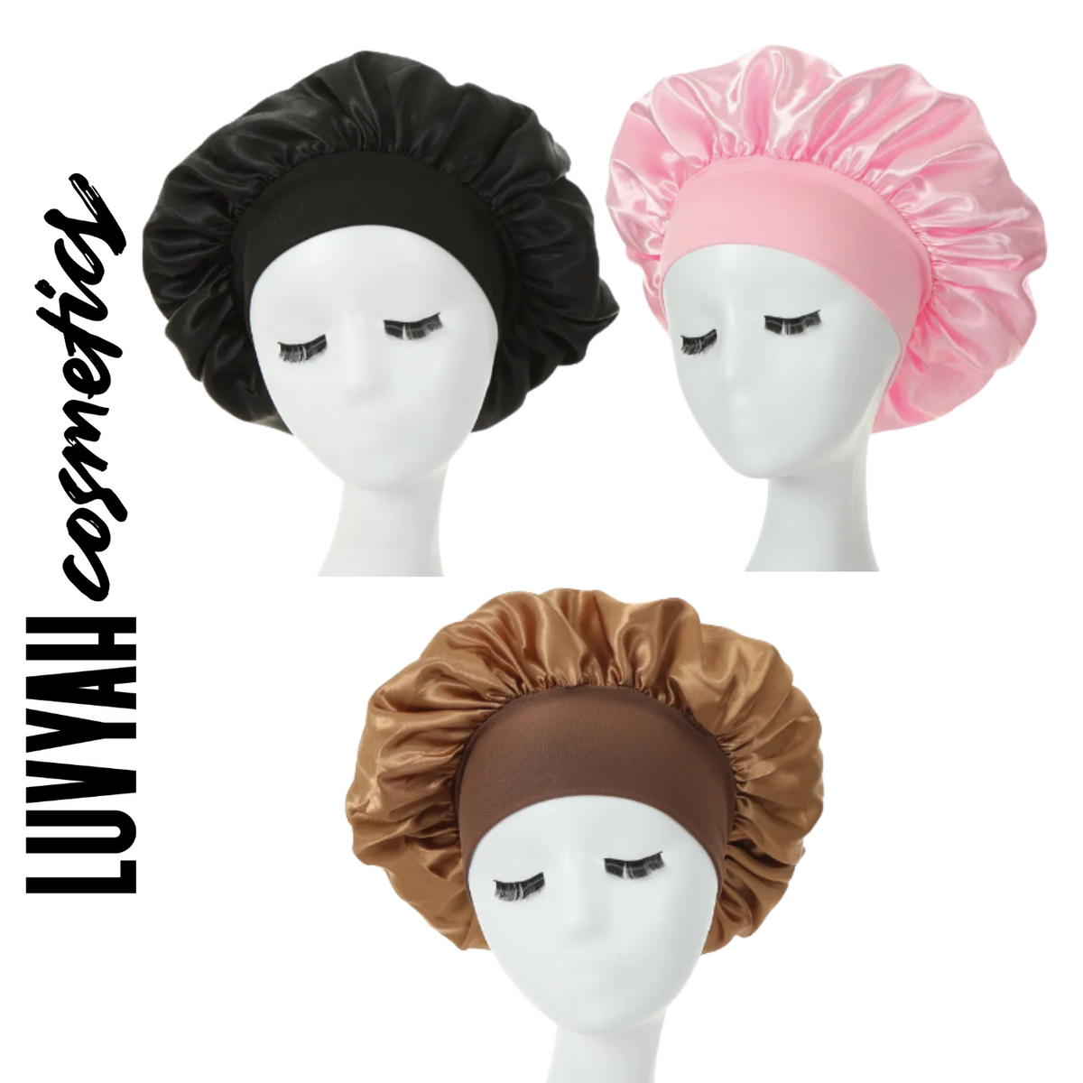 Brown Satin Hair Bonnet | Curly & Straight Hair | Sleeping Hair Bonnet ...